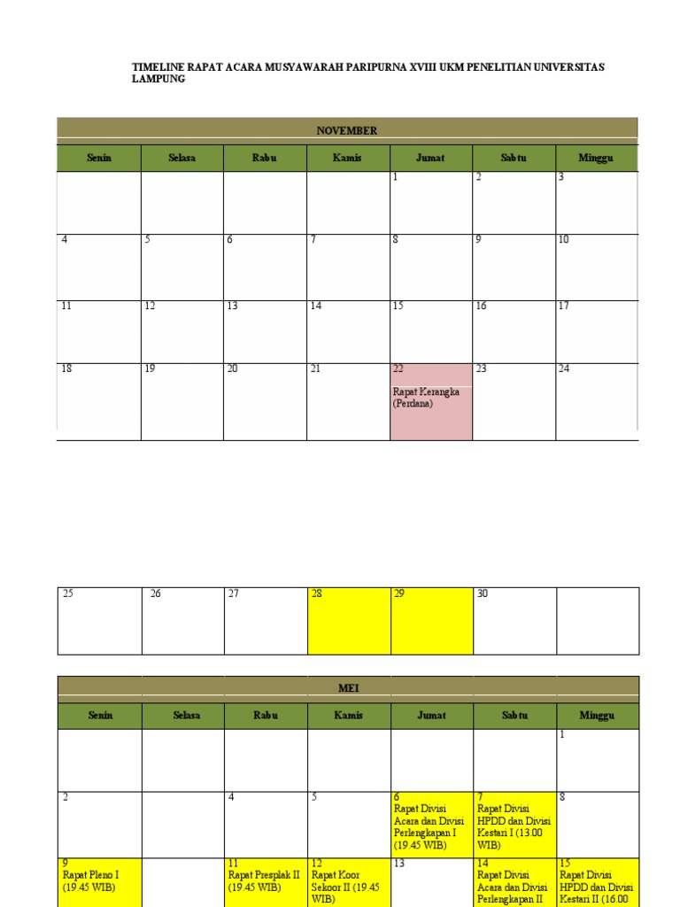 TIMELINE RAPAT ACARA PJTD SEMENTATA 2 | PDF