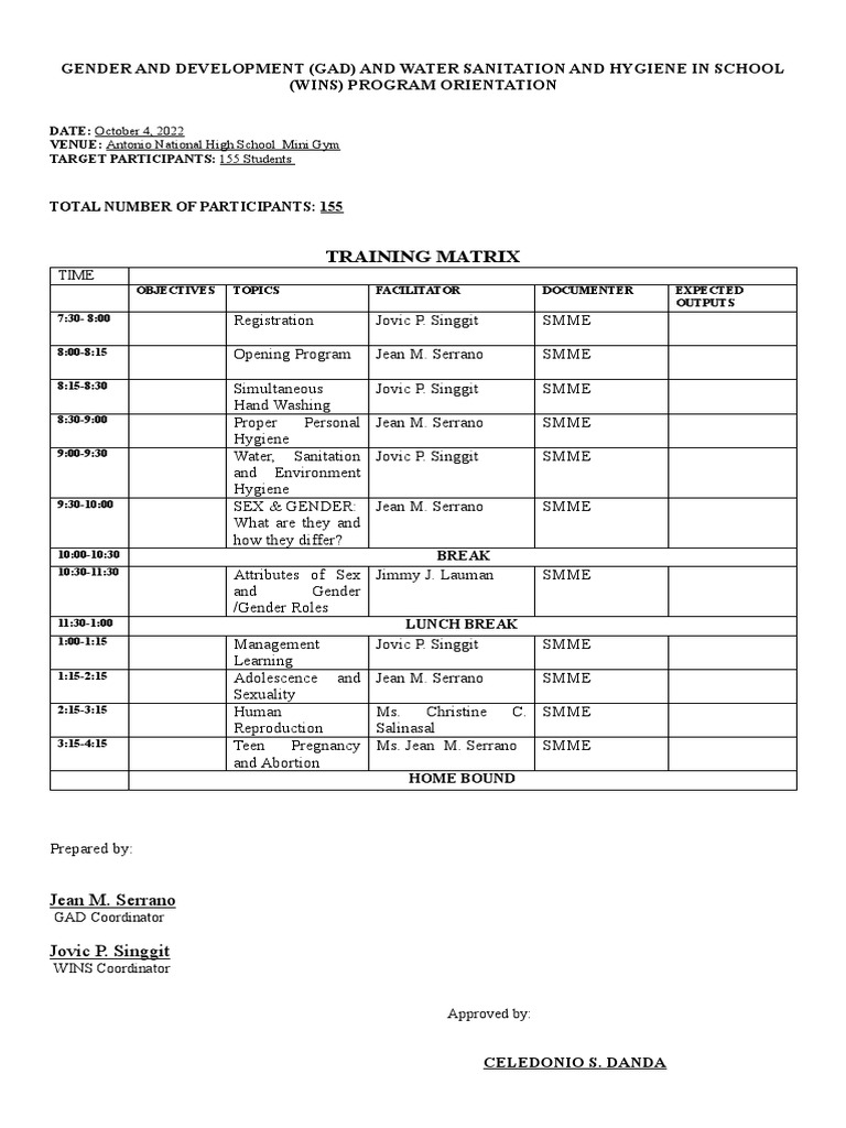 Wins - Gad Matrix | PDF