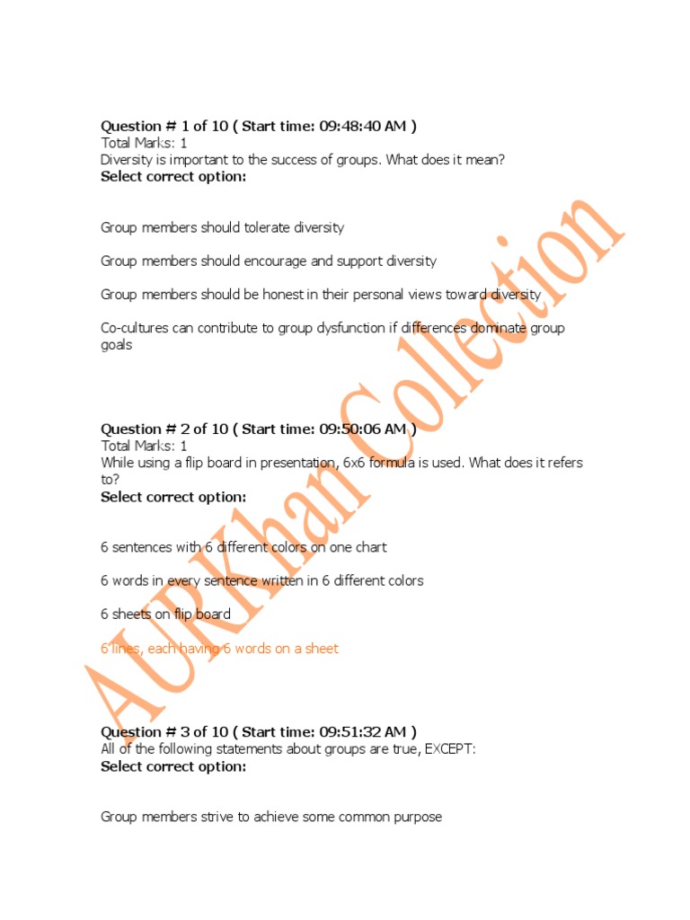MCM 301 Mega Solved Quiz File | PDF | Question | Communication