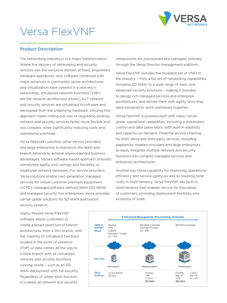 Versa FlexVNF Datasheet Final 11.5 | PDF | Computer Network | Network ...