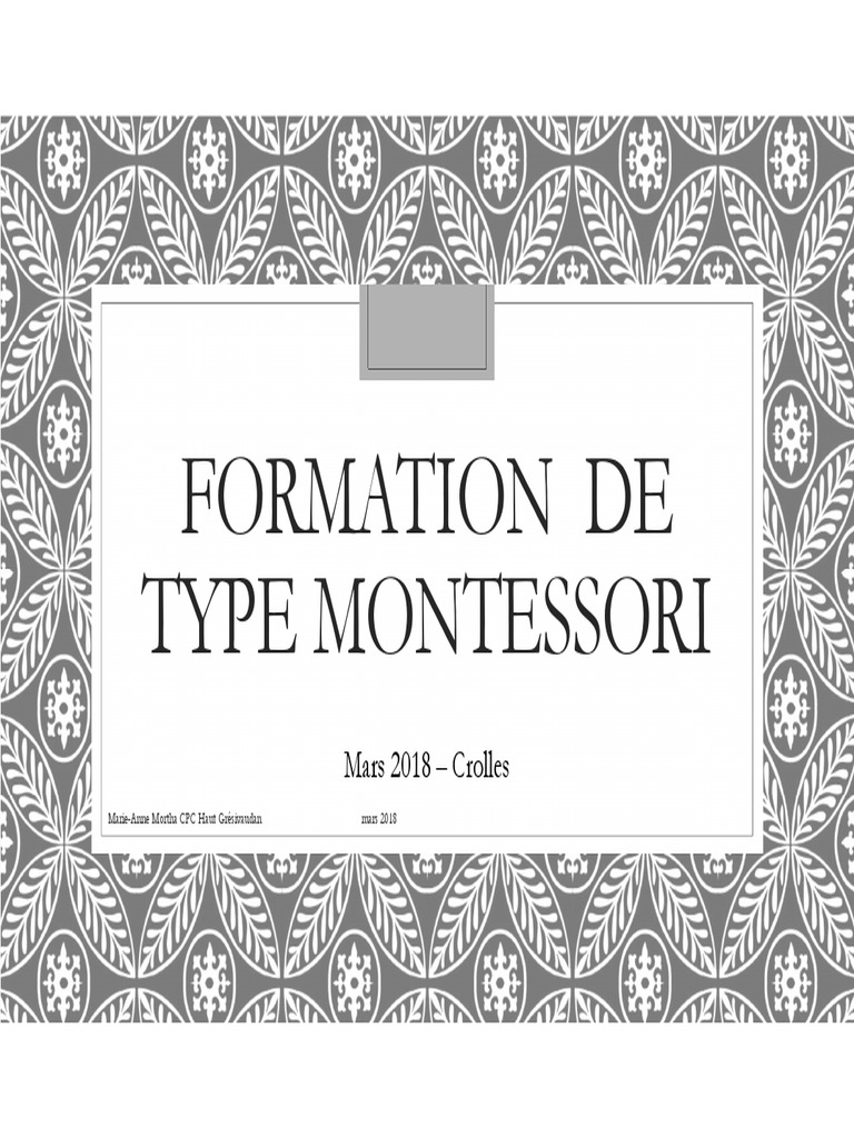 Formation Montessori : Pédagogie et Pratiques | PDF | Pédagogie ...