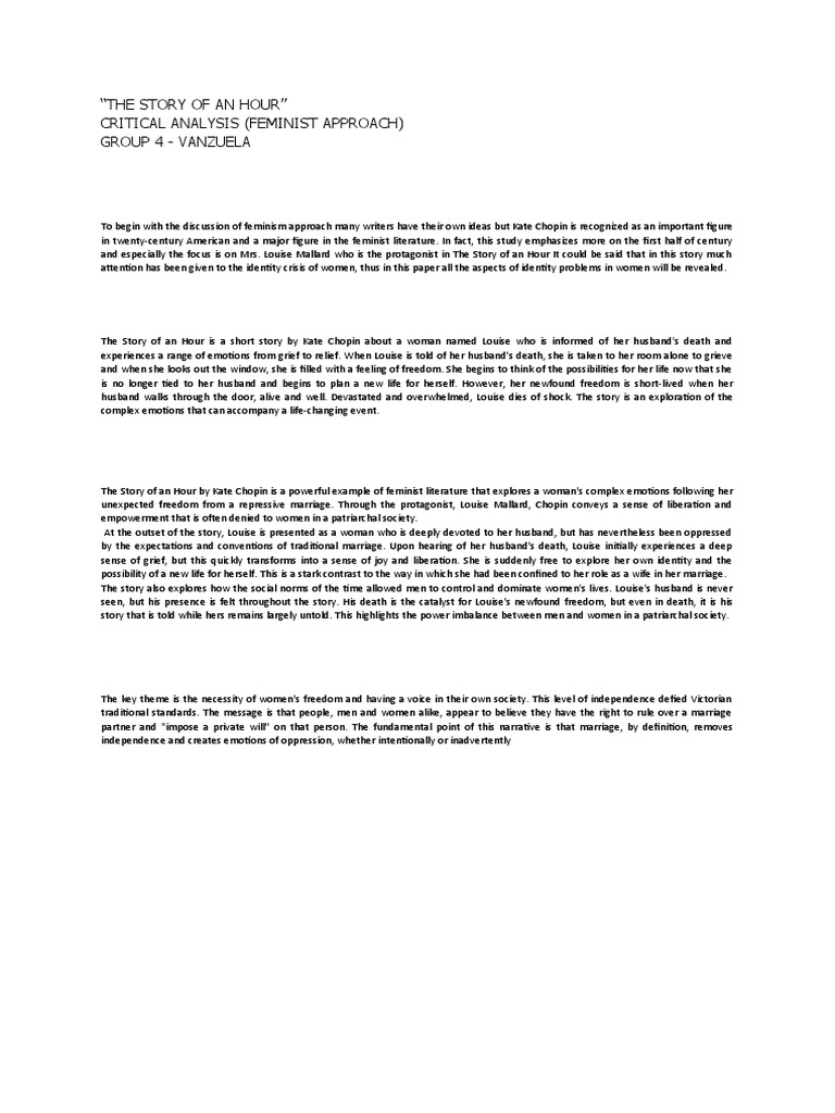 To Begin With The Discussion of Feminism Approach Many Writers Have ...