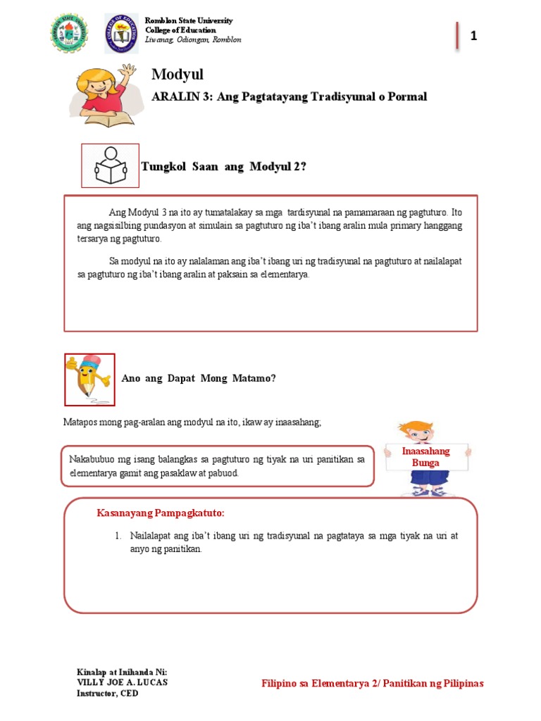 MODYUL 3 - Filipino Sa Elementarya 2 Panitikan NG Pilipinas | PDF