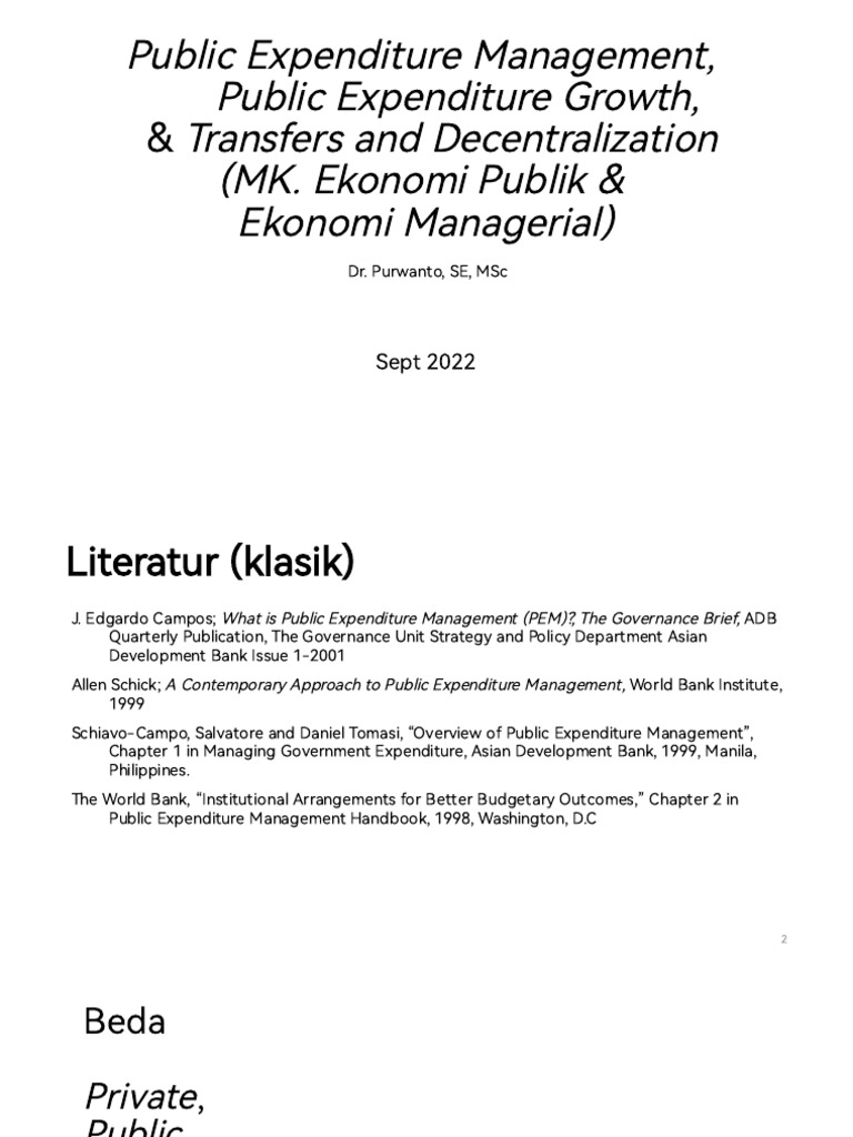 Understanding Public Expenditure Management | PDF | Government Budget ...