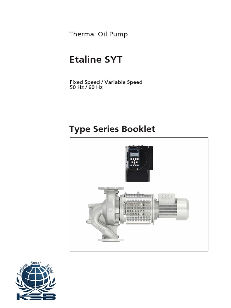 KSB Pump Catalog Etaline Syt | PDF | Pump | Water Heating