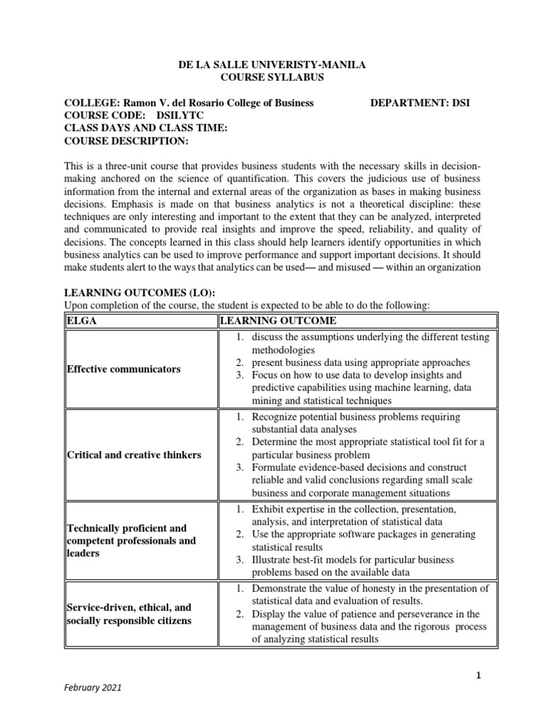 Dsilytc Syllabus Ay20 21 Term 2 Pdf Statistical Hypothesis