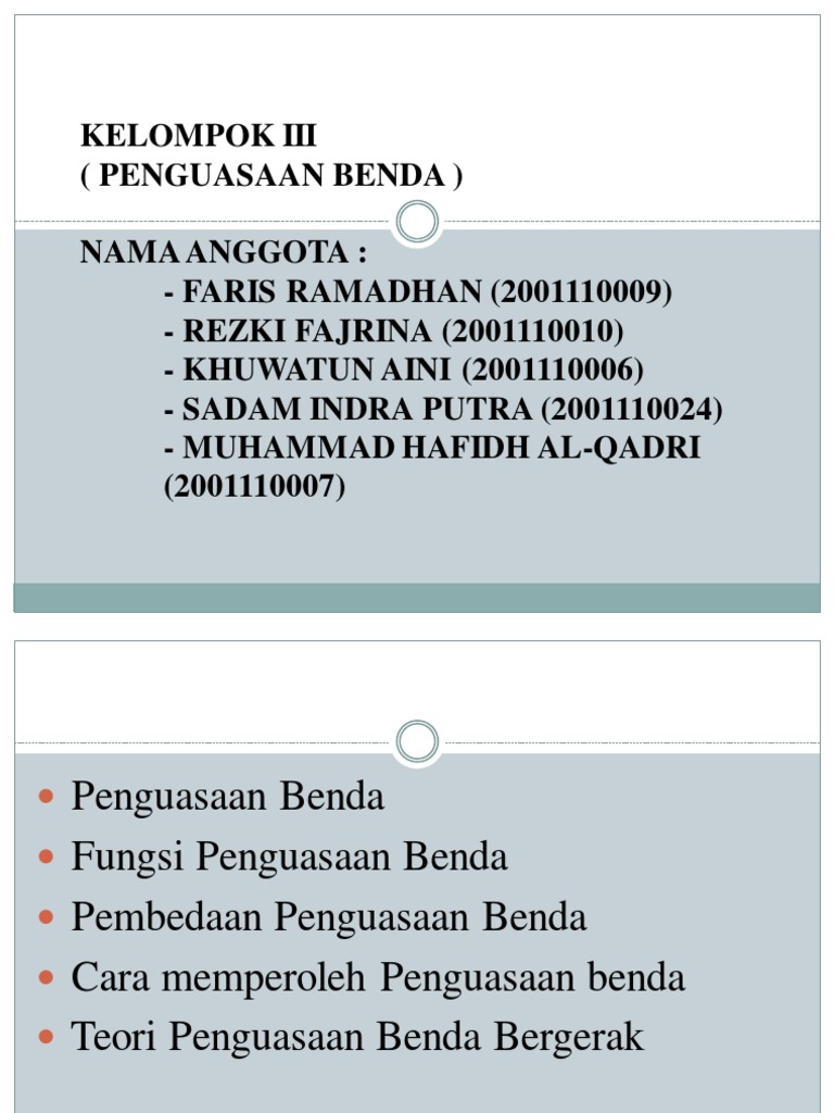 Penguasaan Benda: Konsep dan Teori | PDF