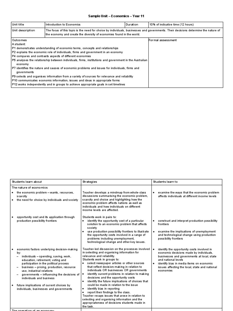Year 11 Economics: Choices and Economies | PDF | Economics | Economies