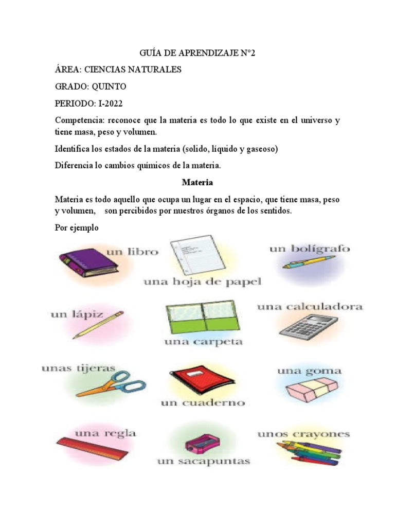 Guía de Aprendizaje La Materia | PDF | Importar | Química