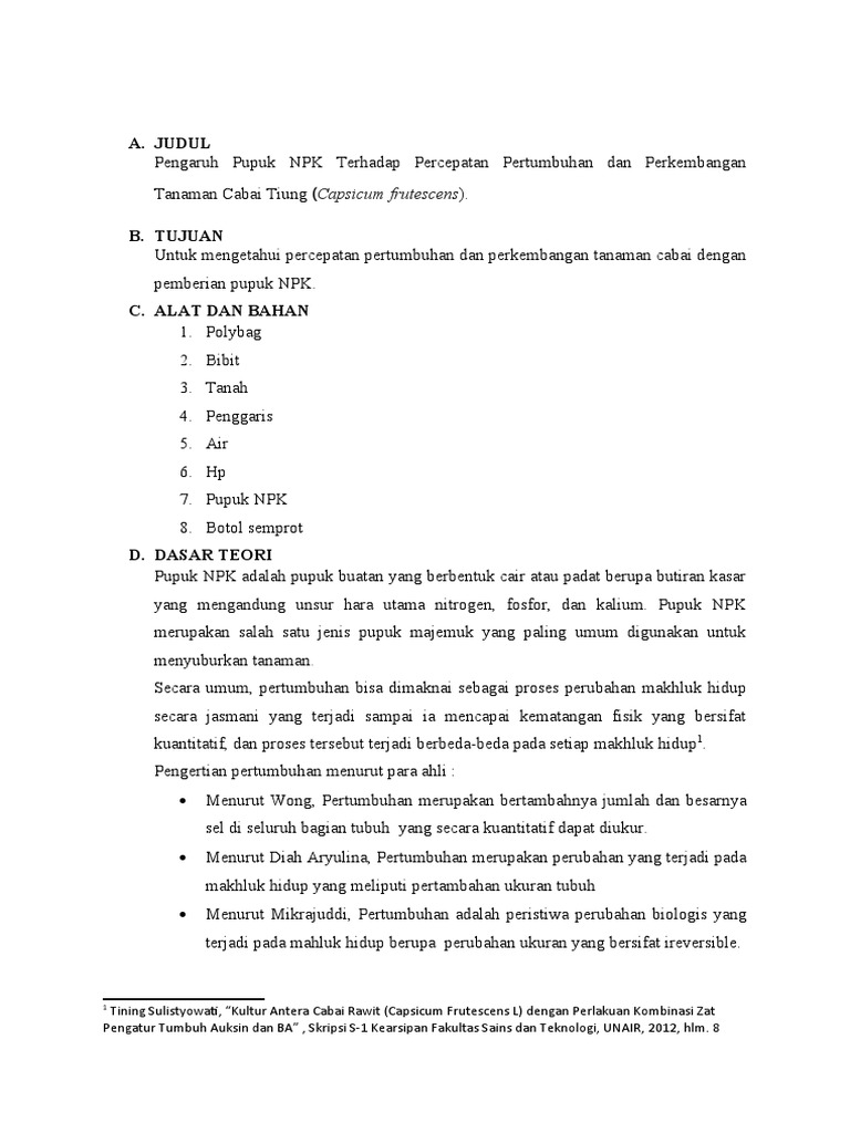 Laporan Pertumbuhan Cabai | PDF | Kesehatan Holistik | Sains & Matematika