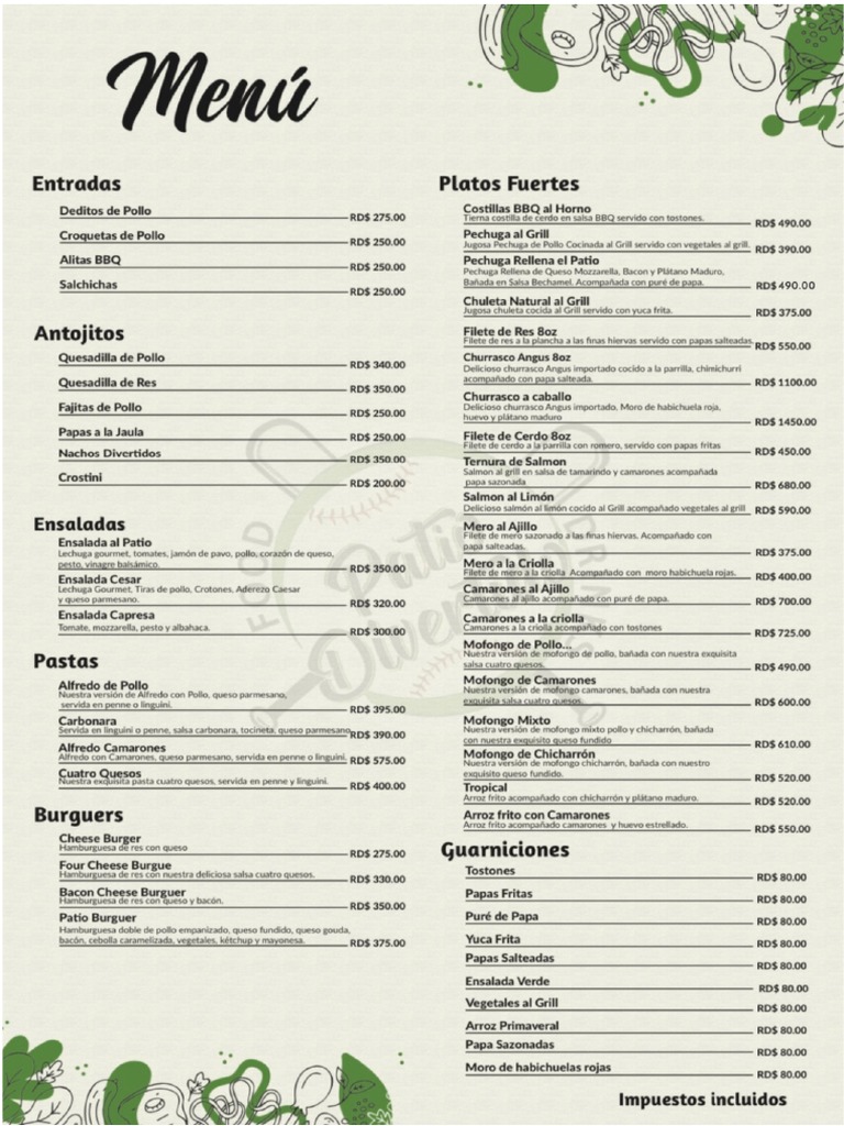 Menú Patio Divertido | PDF