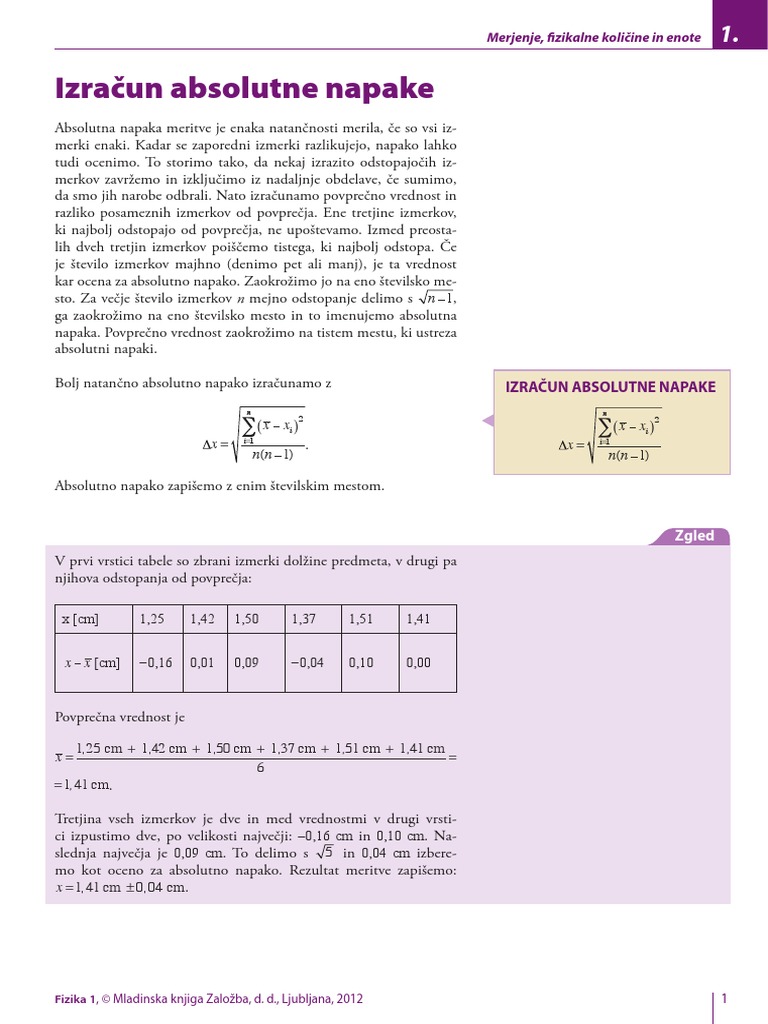1-12 Izracun Absolutne Napake | PDF