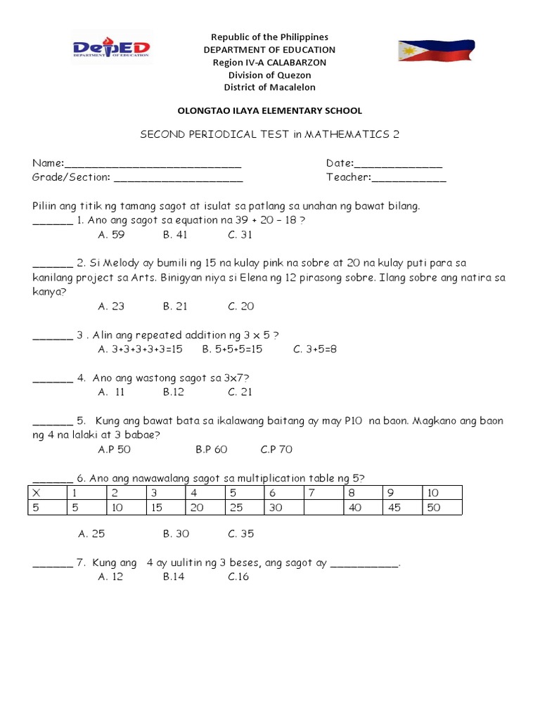 PT Mathematics 2 q2 | PDF
