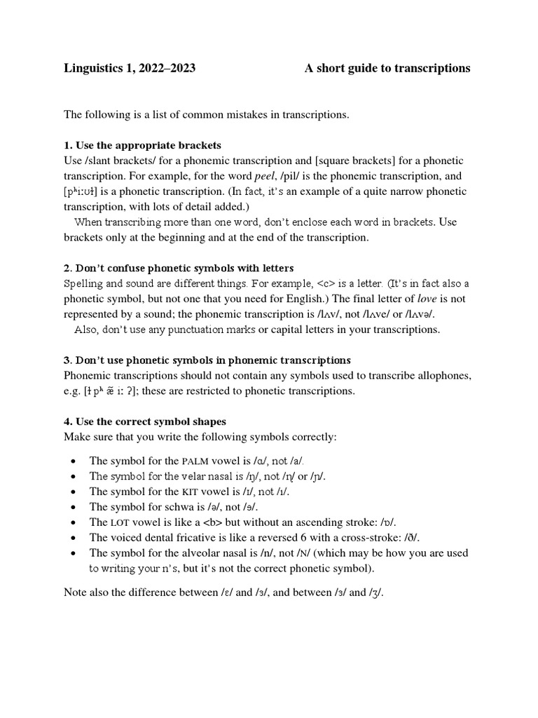 Transcription Tips for Linguists | PDF | Phoneme | Human Communication