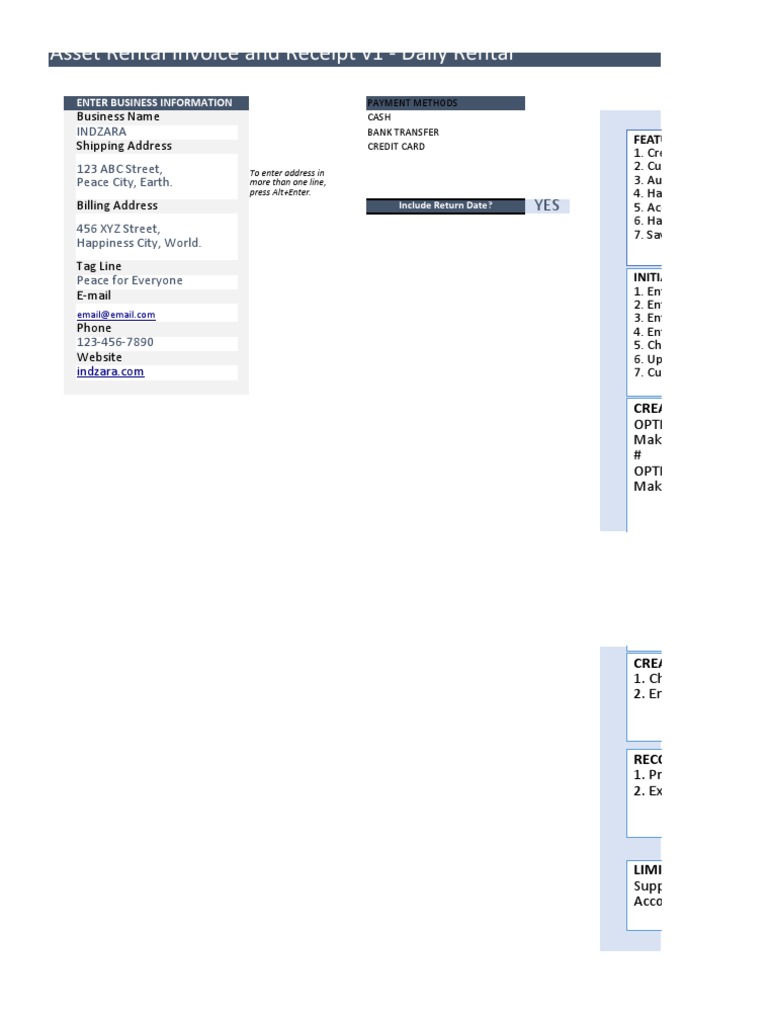 03 Asset Rental Invoice and Receipt Daily v1 | PDF | Receipt | Invoice