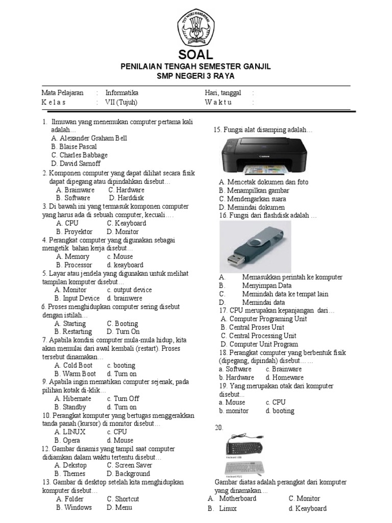 Soal Informatika Pts Kls VII | PDF