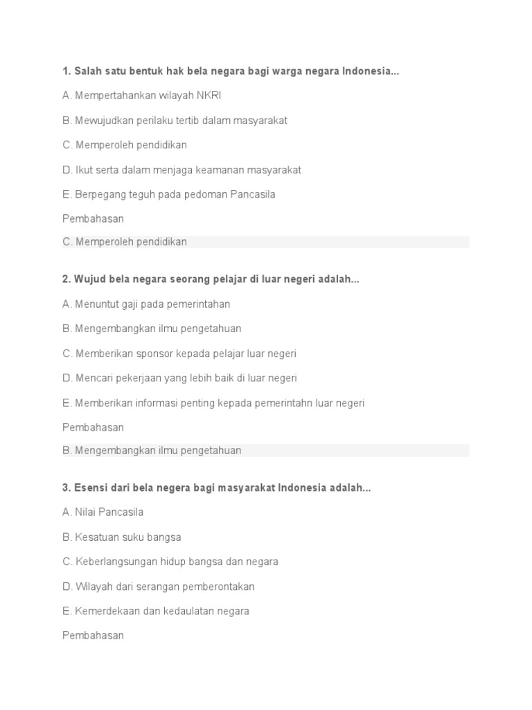 Soal Bela Negara (TWK) | PDF