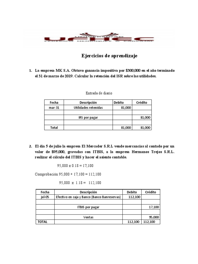 Ejercicios de Aprendizaje Contabilidad III 1 1 | PDF | Servicios financieros | Business