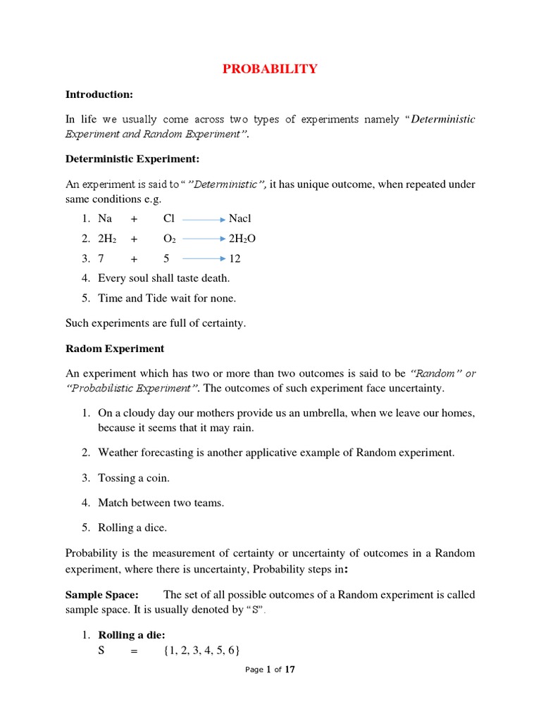CHAPTER 15 Probability | PDF | Experiment | Randomness
