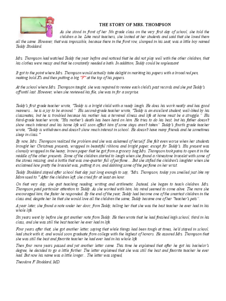 Mrs. Thompsons Story | PDF | Teachers | Learning