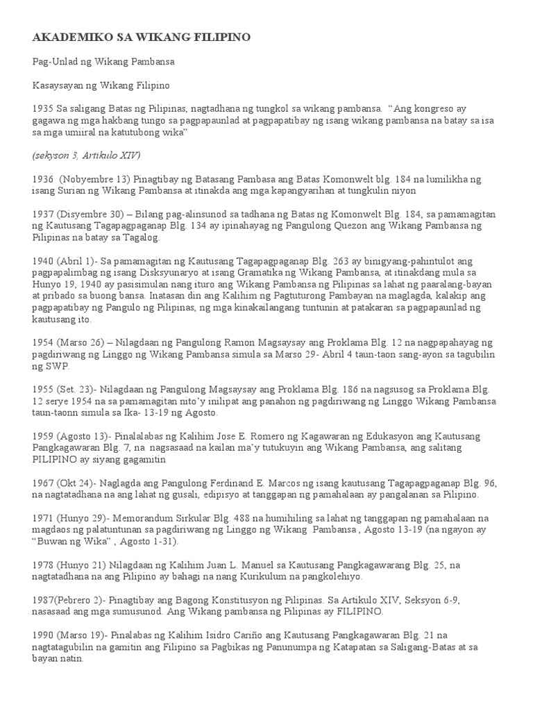Akademiko Sa Wikang Filipino | PDF
