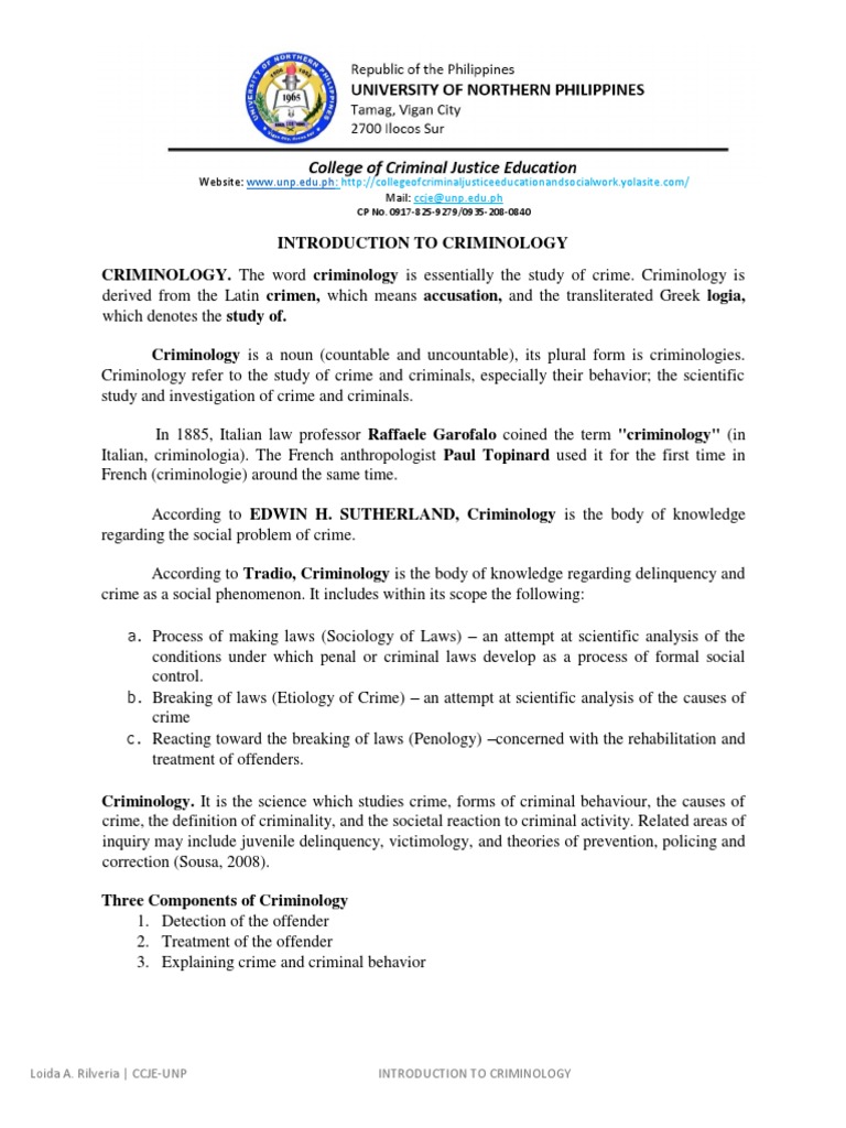 1-Introduction To Criminology | PDF | Criminology | Theory