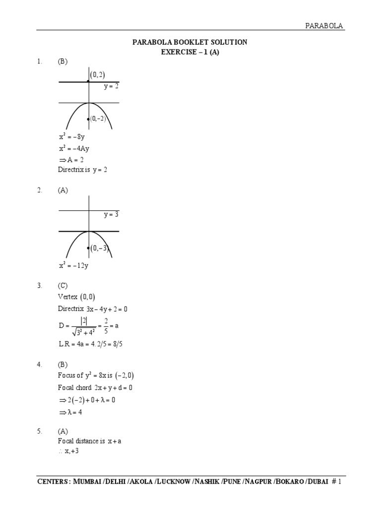 Parabola Exercise 1 - A | PDF | Mathematical Objects | Differential Topology