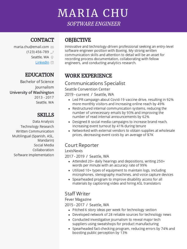 Software Engineer Career Change Resume Example | PDF | Social Media ...