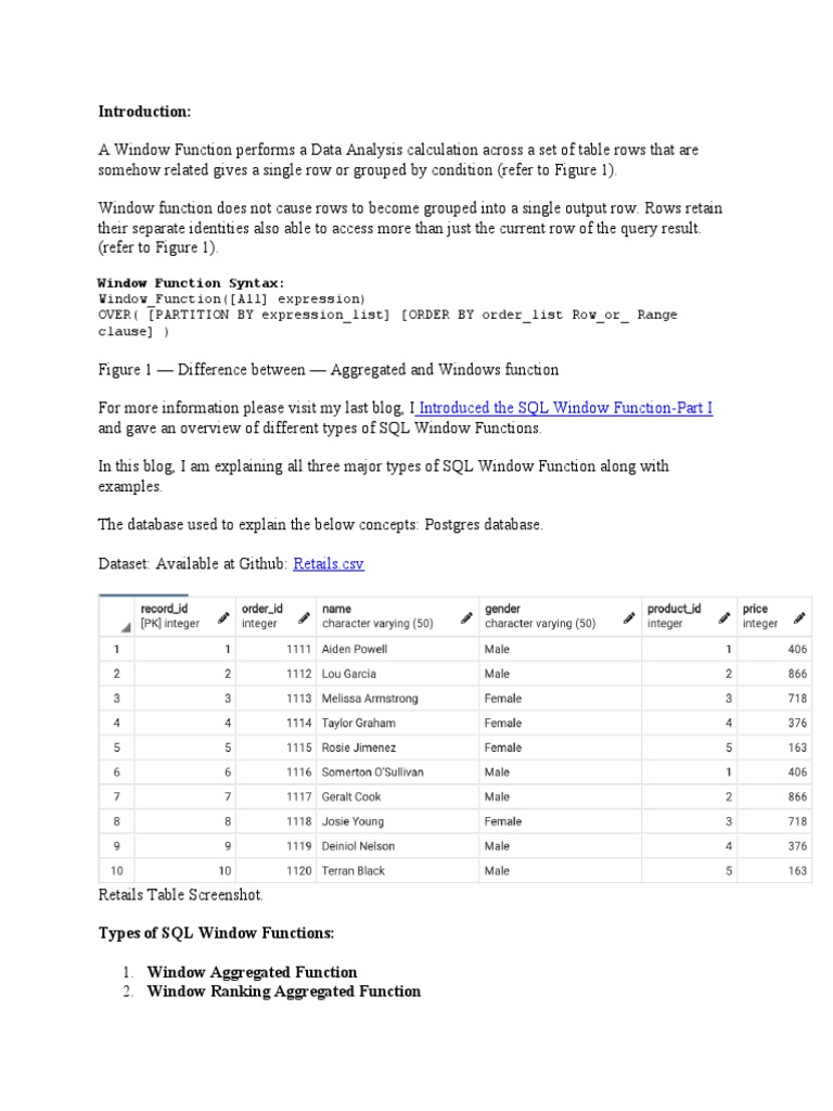 Windonction | PDF | Sql | Data Management Software