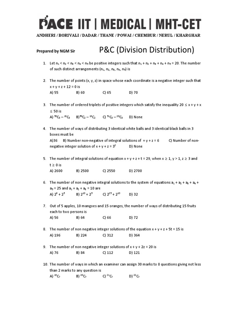 P&C Division and Distribution Problems | PDF | Mathematics ...