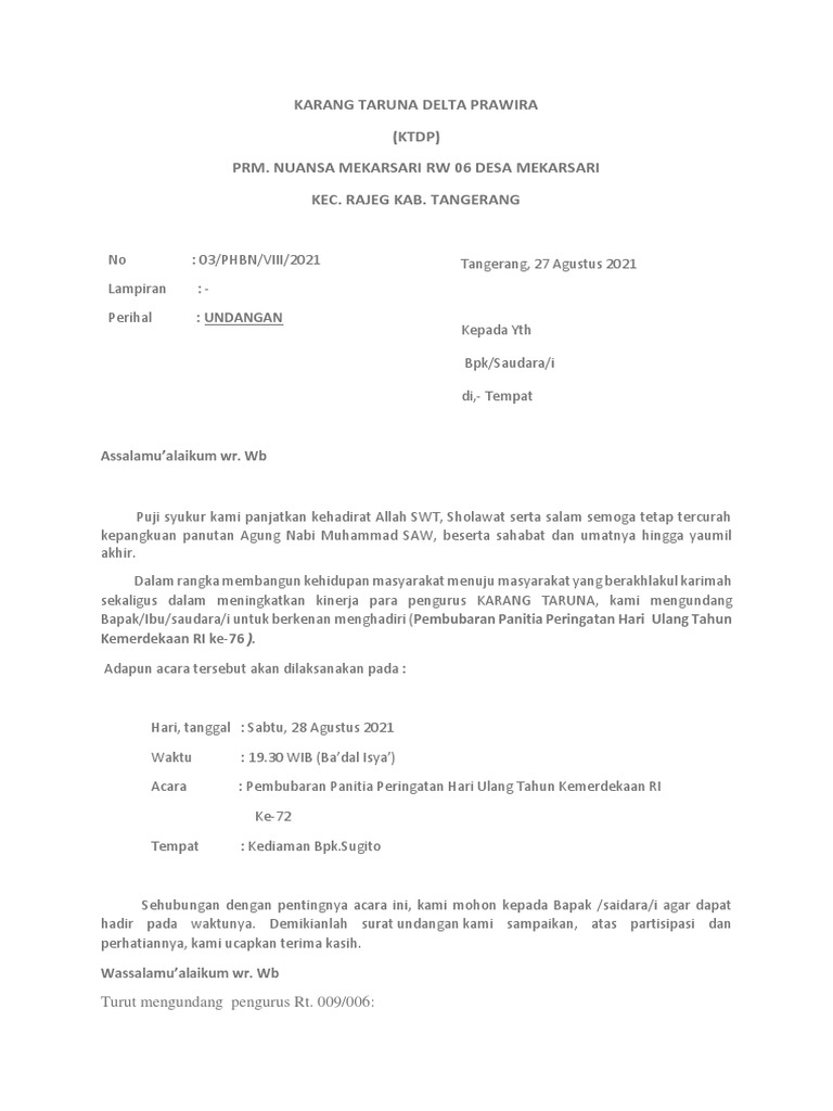 Contoh Surat Undangan | PDF