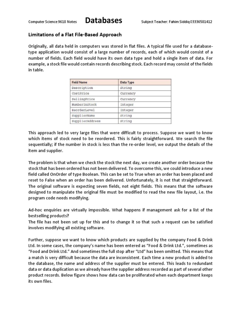 A Level Cs Ch 11 9618 Pdf Databases Database Index