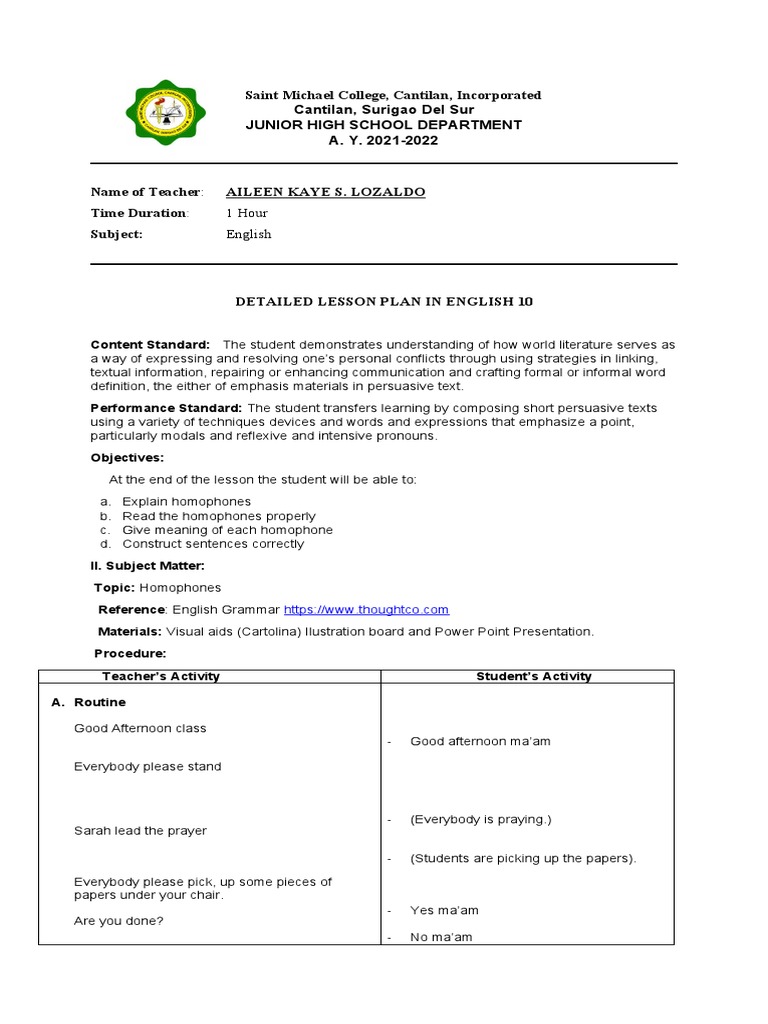 Lessonplan Demo 1 | PDF | English Language | Deer