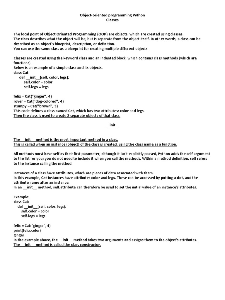 Object-Oriented Programming in Python Overview | Download Free PDF ...