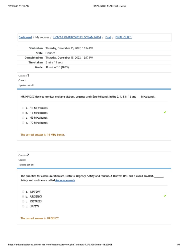 FINAL QUIZ 1 - Attempt Review | PDF | Electrical Engineering | Electronics