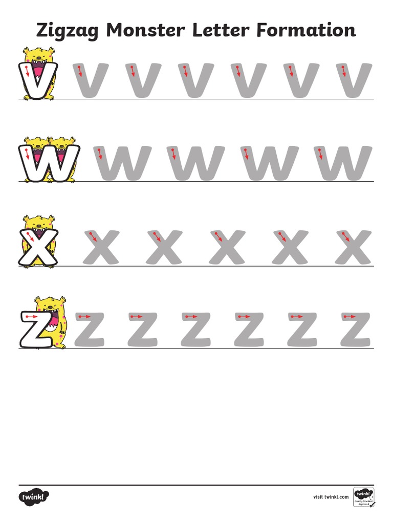 Zigzag Monster Letter Formation | PDF