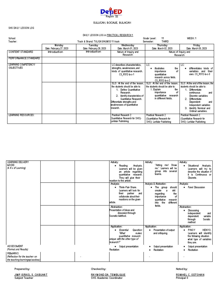 Practical-Research-DLL-Week 1 | PDF | Science | Education Theory