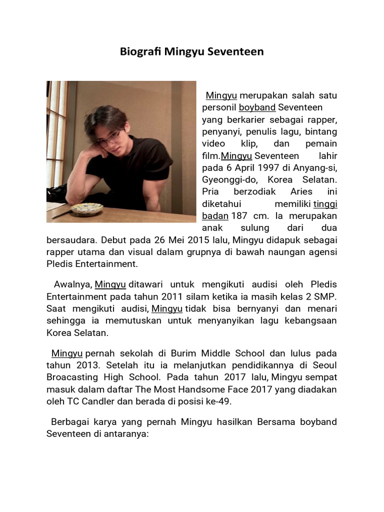 Biografi Mingyu Seventeen | PDF