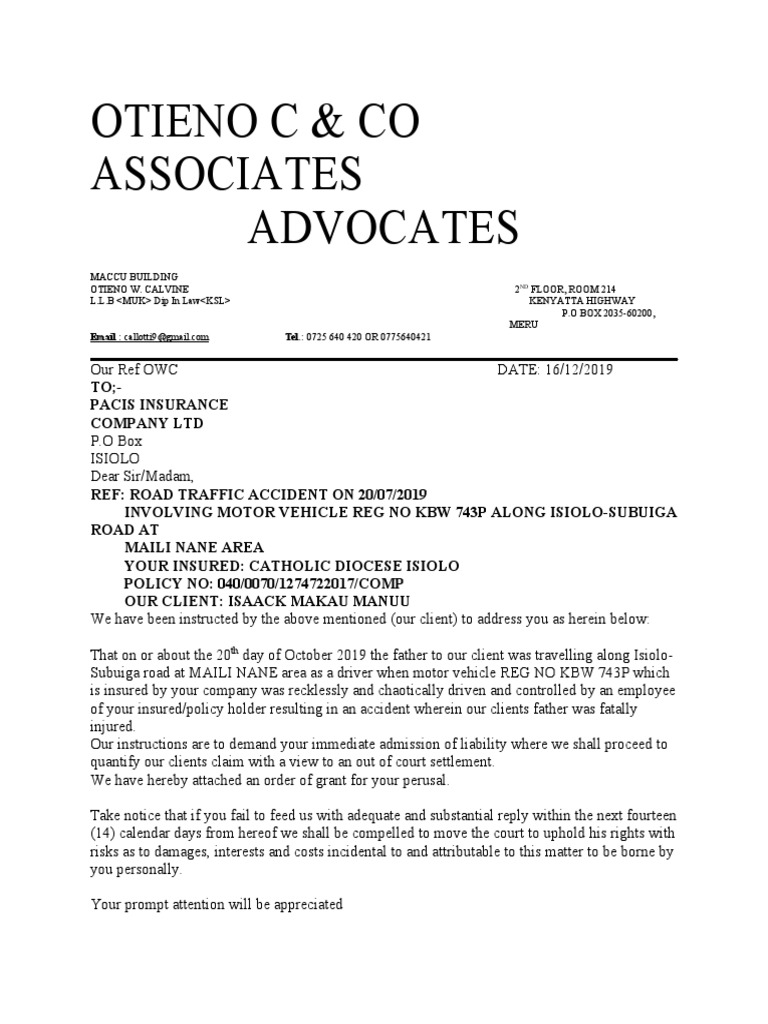 Accident Demand Letters | PDF | Insurance | Private Law