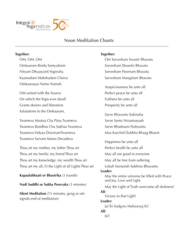Chant-Sheet Noon-Meditation July2020 | PDF | Indian Philosophy ...
