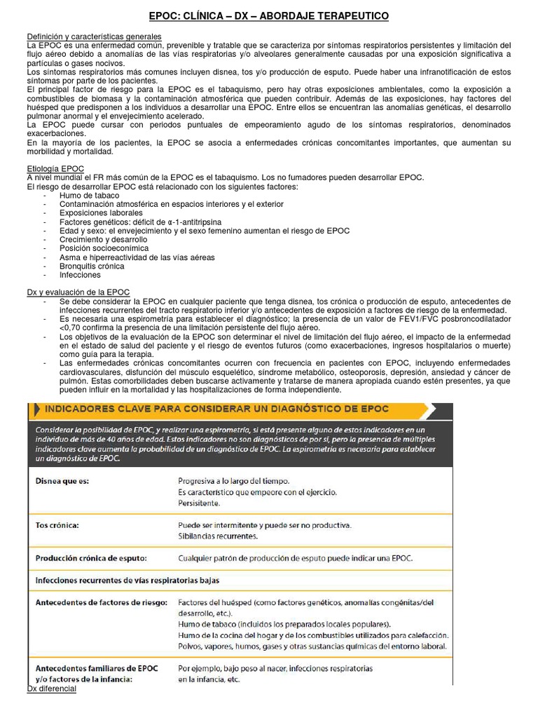 EPOC DX y Tto | PDF | Enfermedad pulmonar obstructiva crónica | Asma