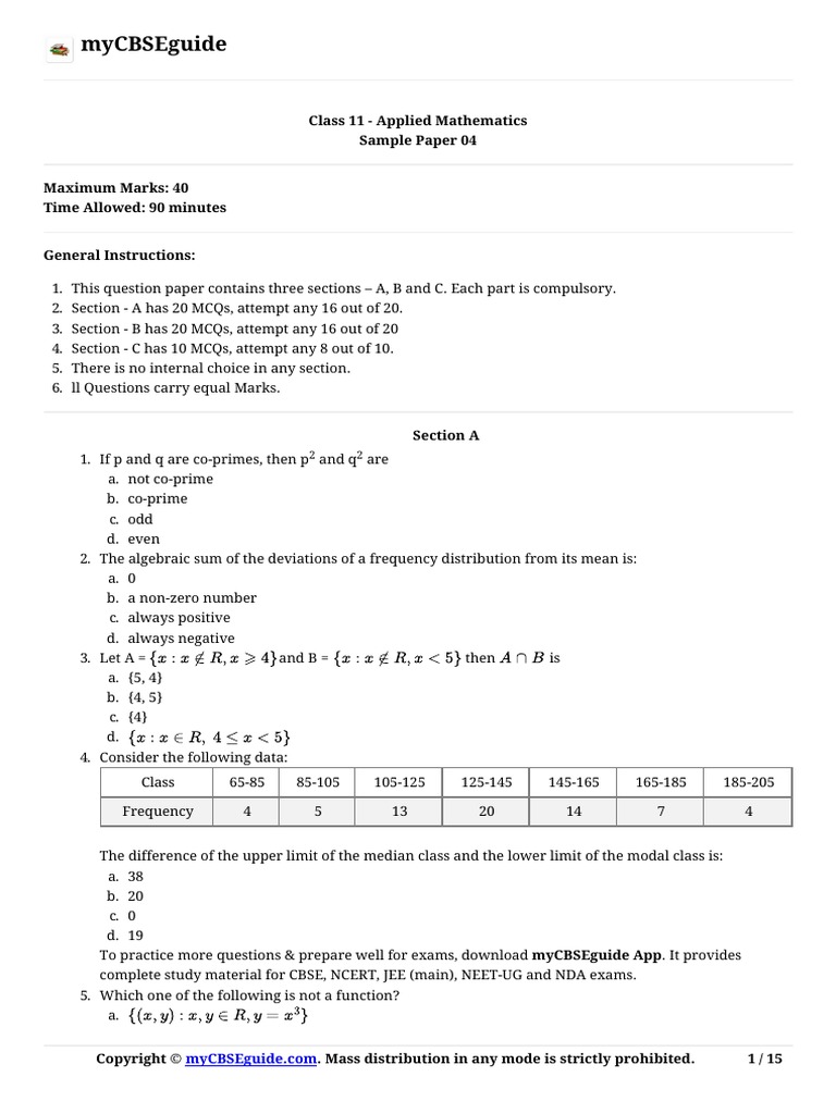 11 Appliedmaths SP 04 | PDF | Function (Mathematics) | Contradiction
