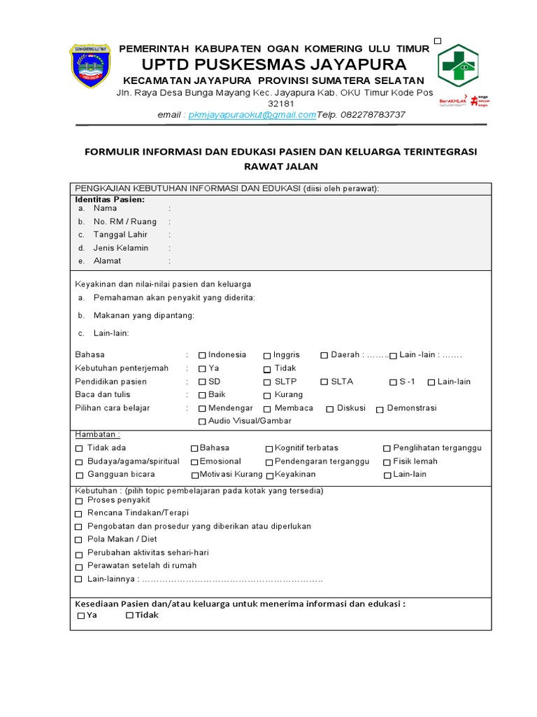 3.2.1 EP 4 Formulir Informasi Dan Edukasi Pasien Dan Keluarga ...