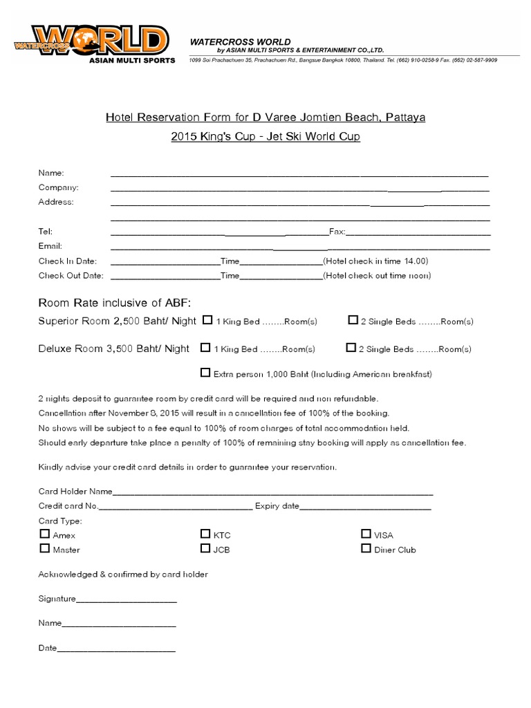 4-Jk15H Reservation Form - D Varee | PDF