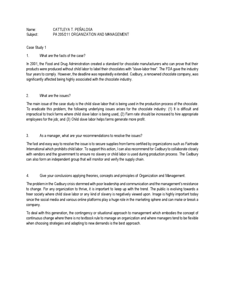 Cadbury Case Stury - Penalosa, Cattleya | PDF