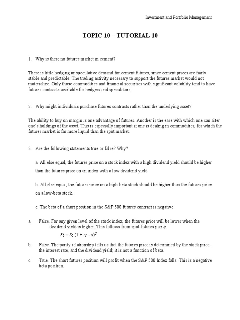 Tutorial 10 - Solutions | PDF | Futures Contract | Margin (Finance)