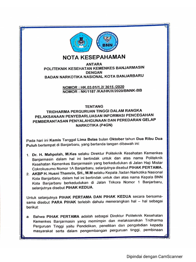 Mou BNN Dan Poltekkes | PDF