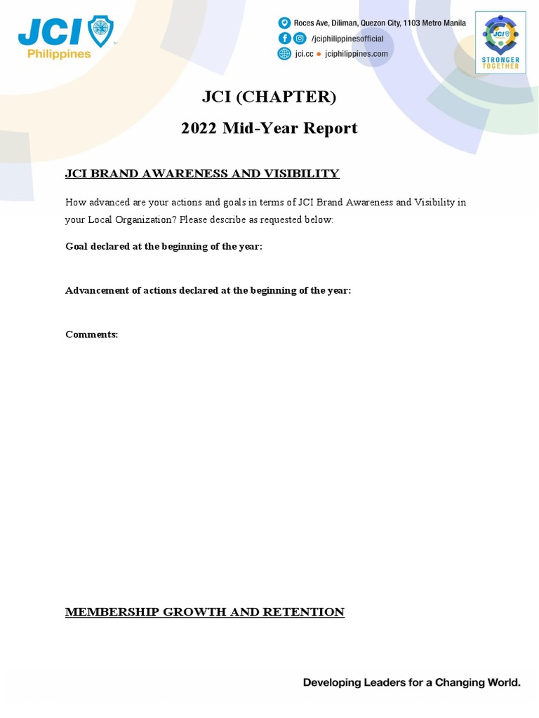 JCI Chapter Mid-Year Progress Report | PDF | Career & Growth | Finance ...