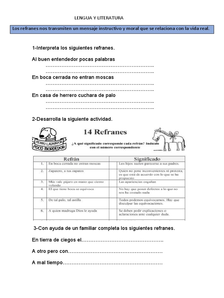 REFRANES | PDF | Artes del Lenguaje y Comunicación | Arte