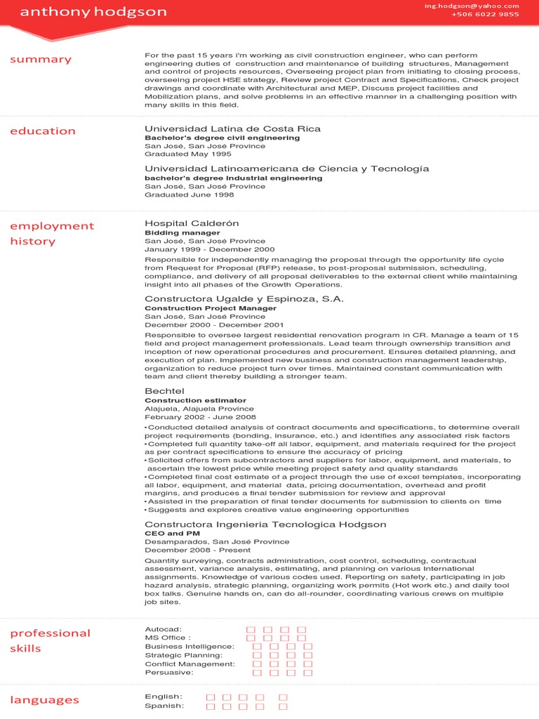 My - Resume Anthony Hodgson | PDF | Business | Business Economics